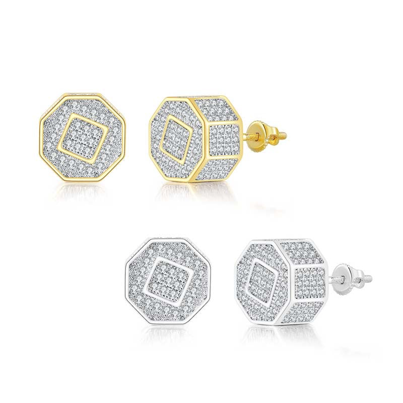 Polygon Diamond Cluster Stud Earring